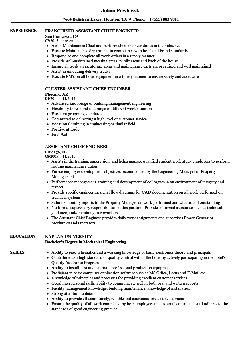 Chief Station Engineer Cv August 2021