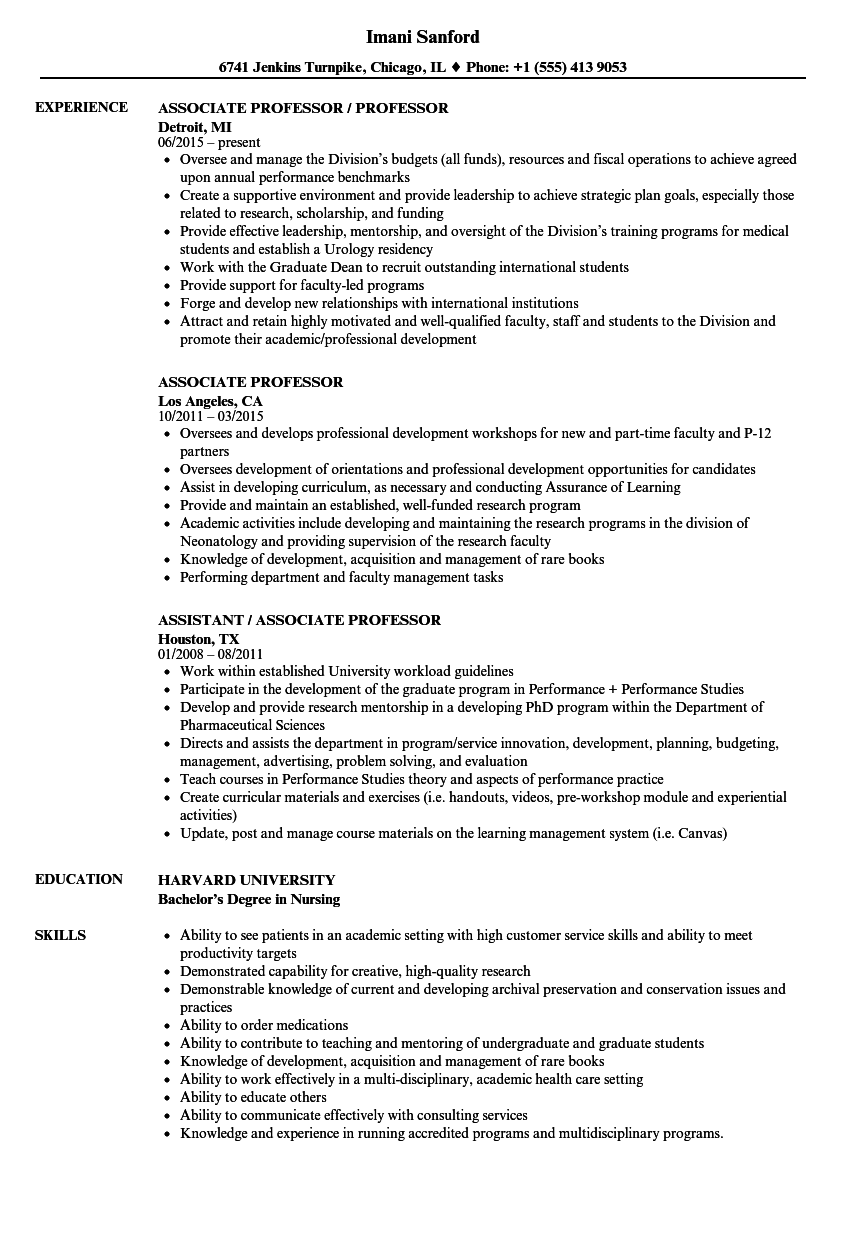 Resume Format For Assistant Professor