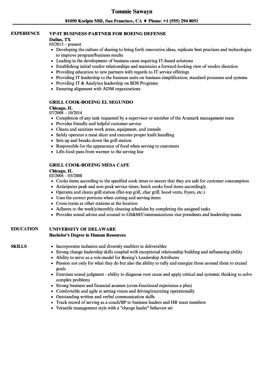 Boeing Resume Samples Velvet Jobs