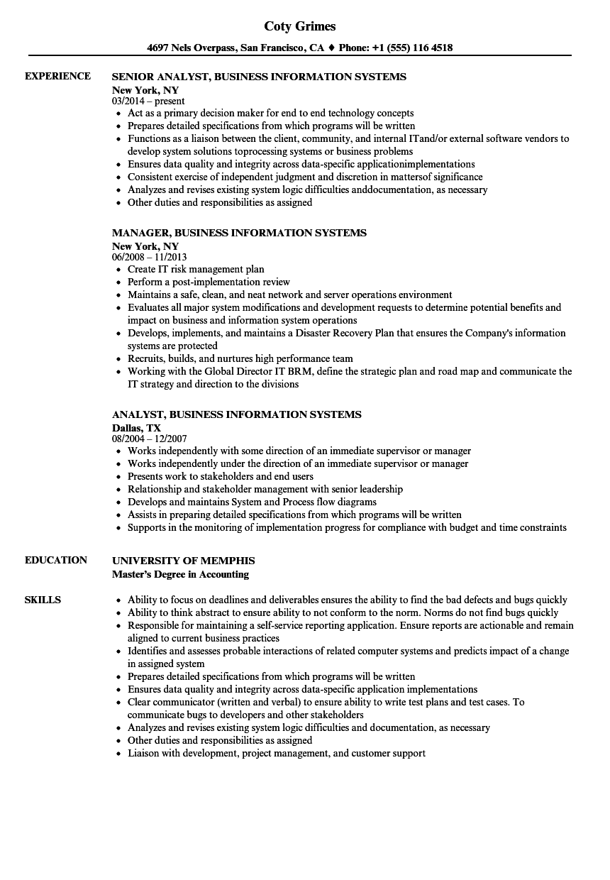 Resume Examples For Information Systems Information Technology IT