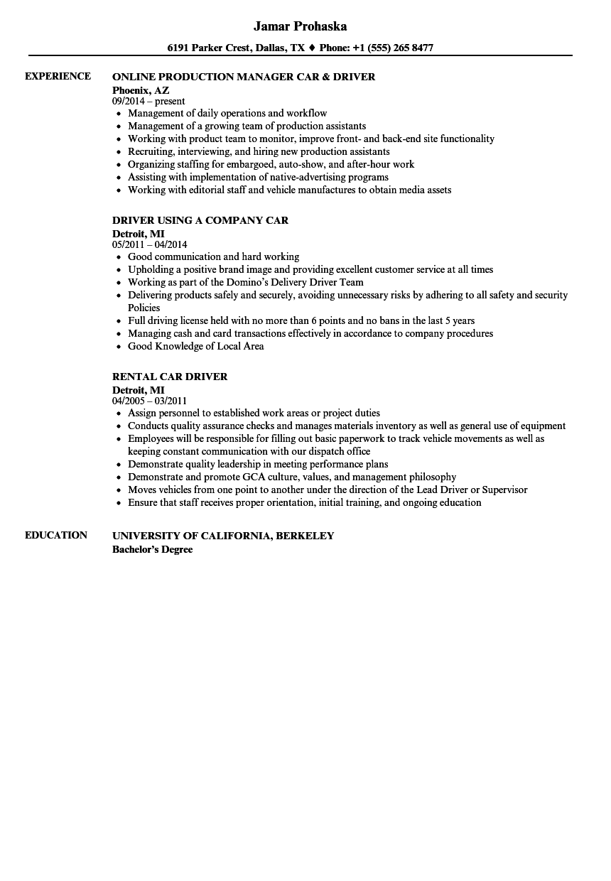 Car Driver Resume Format In Word Download Car Driver Resume Format In Word Download