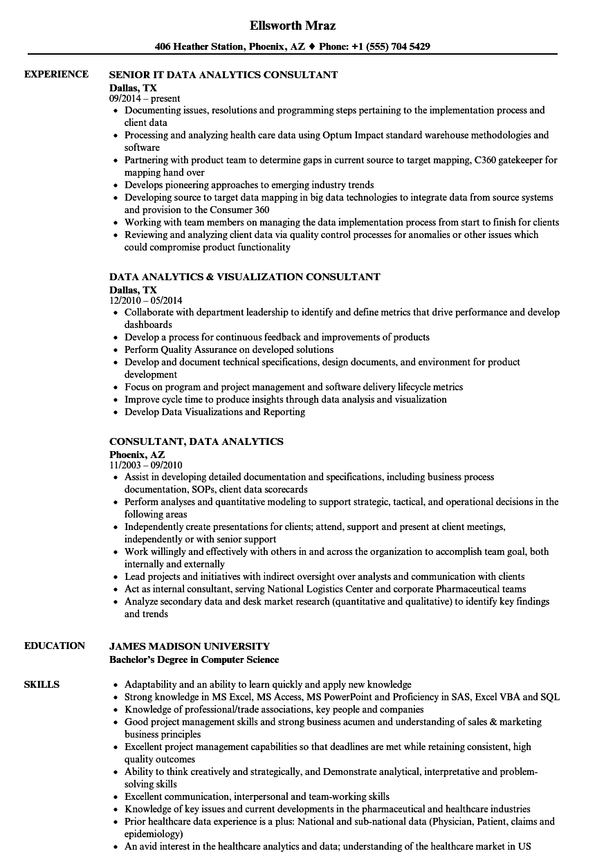 Consultant Data Analytics Resume Samples Velvet Jobs Consultant Data Analytics Resume Samples Velvet Jobs
