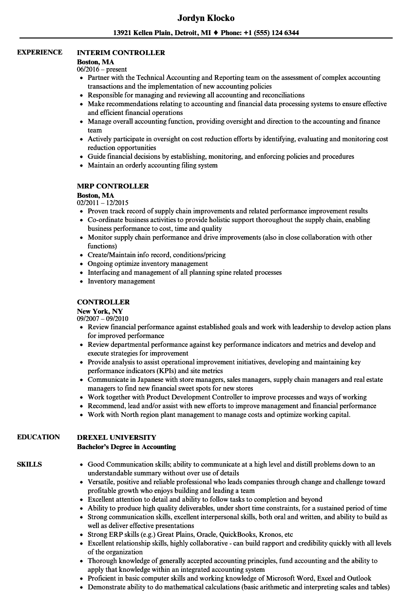 Financial Controller Resume Executive Summary Cost Controller Resume Financial Controller Resume Executive Summary Cost Controller Resume