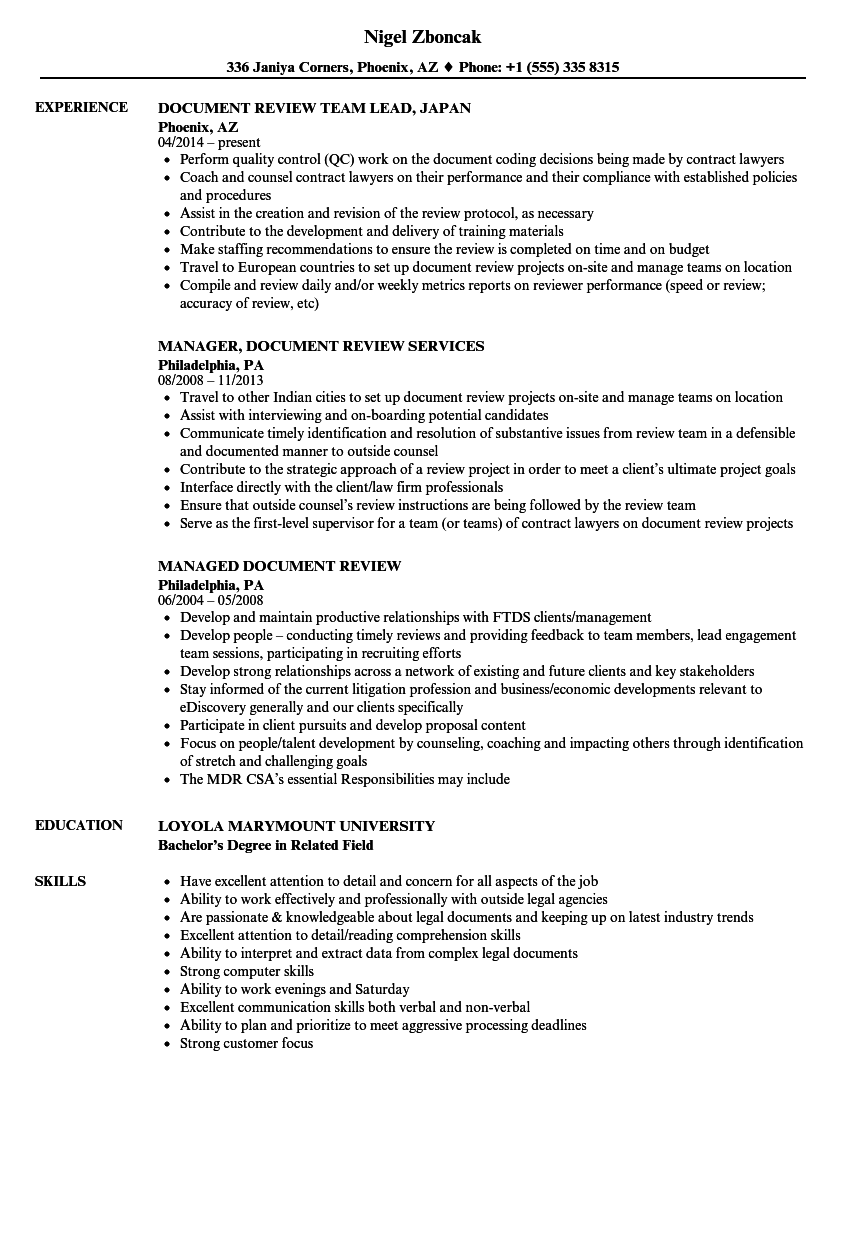 Content Reviewer Resume Sample