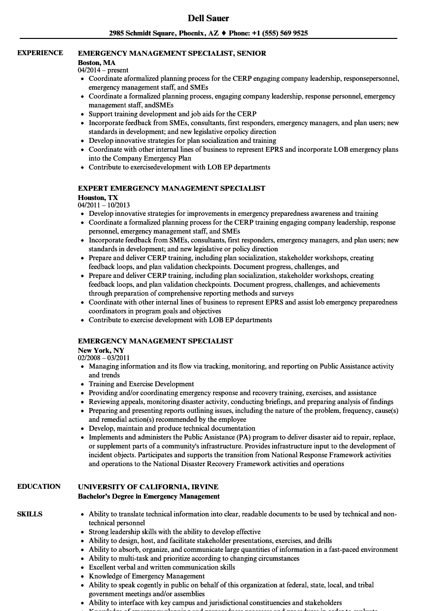 Emergency Management Resume Pdf Emergency Management Specialist Emergency Management Resume Pdf Emergency Management Specialist