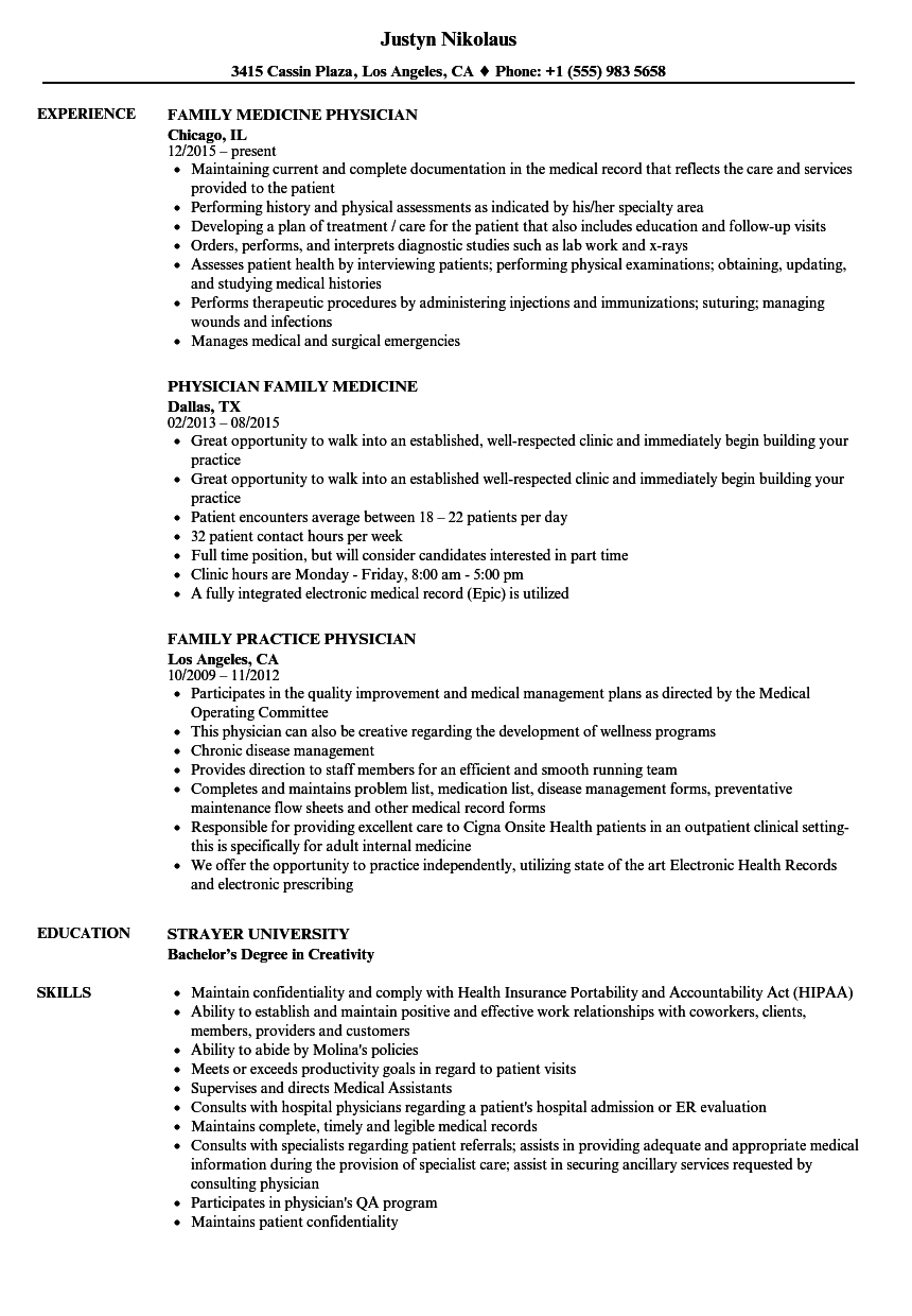 Physician Doctor Cv Example Physician Doctor Cv Example