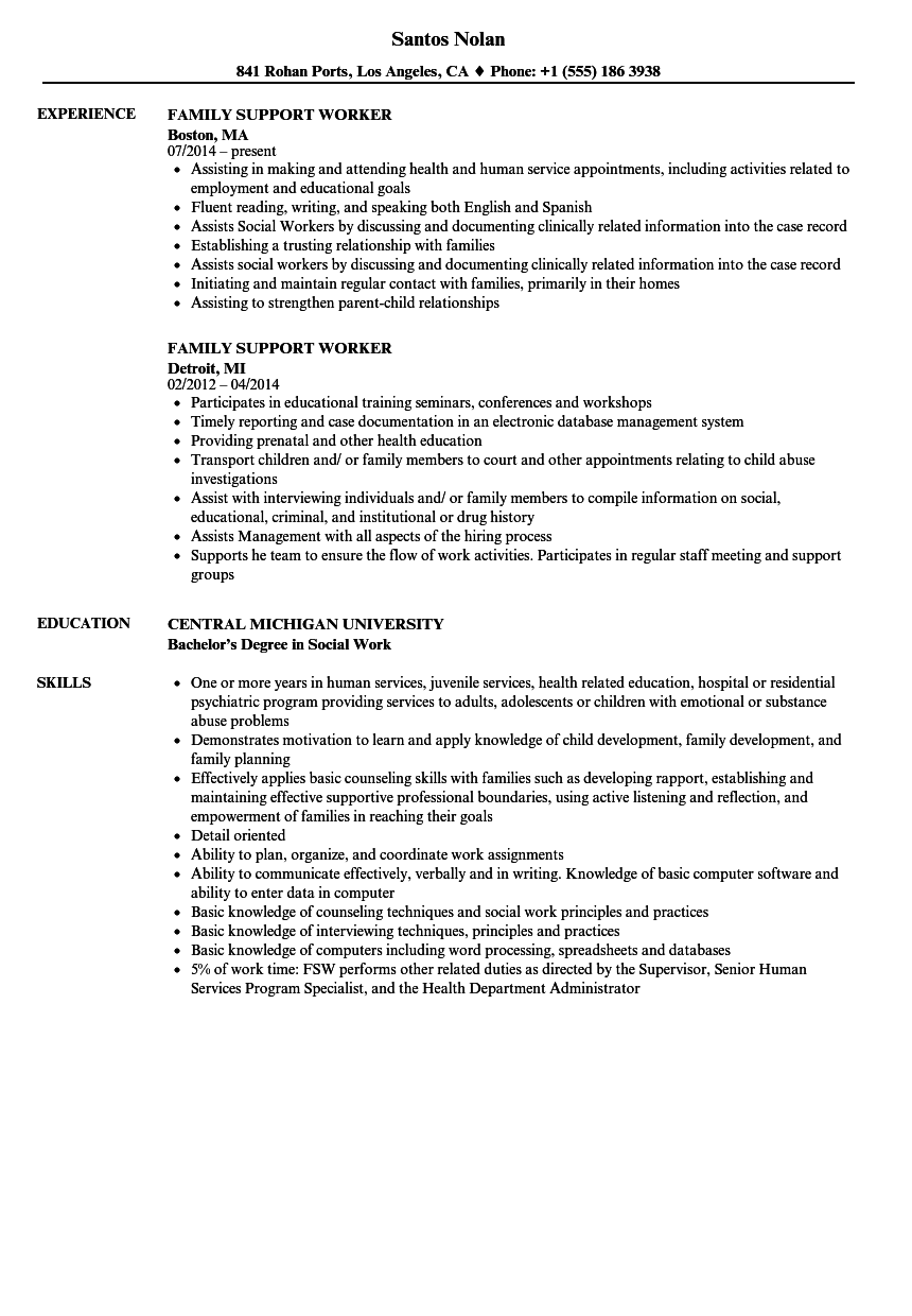 Family Support Worker Resume Samples Velvet Jobs