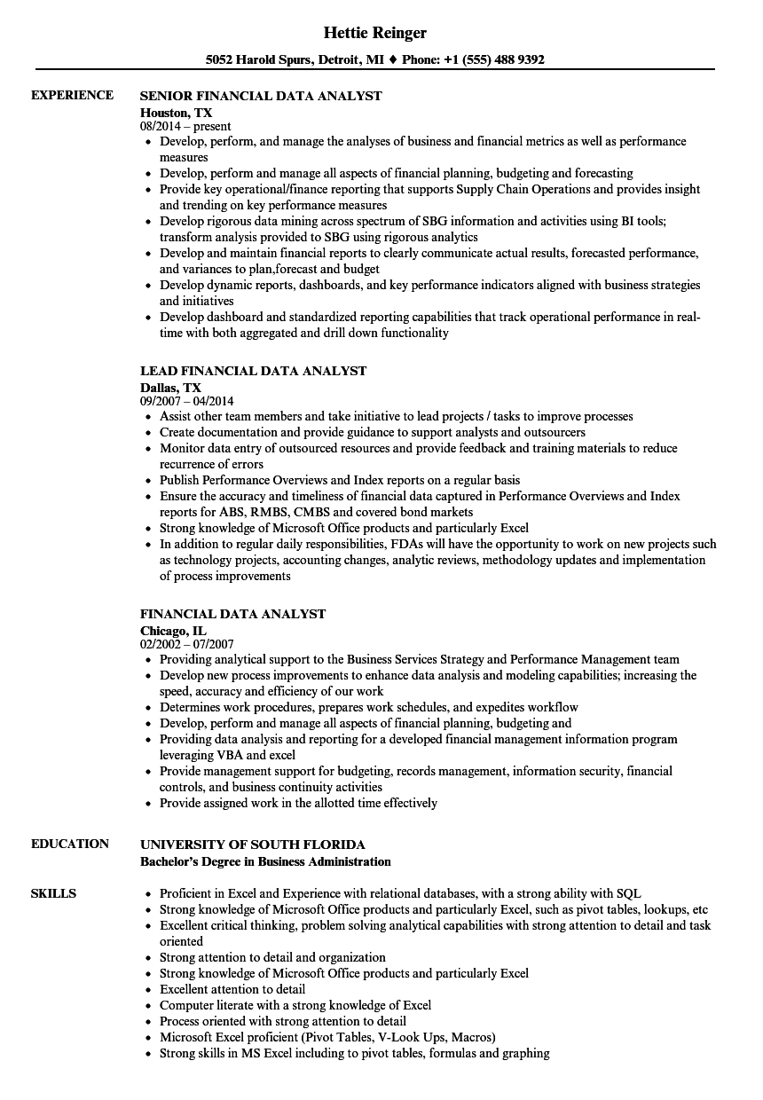 Financial Data Analyst Resume Samples Velvet Jobs
