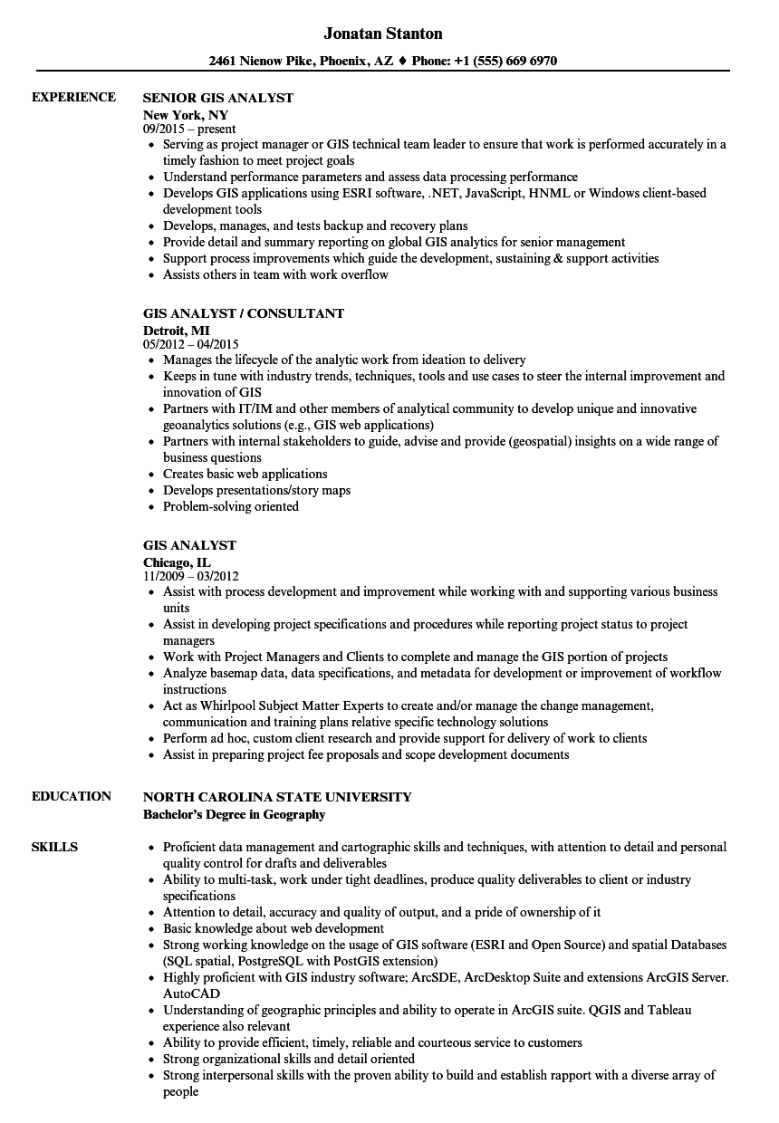 Gis Analyst Resume Samples Velvet Jobs
