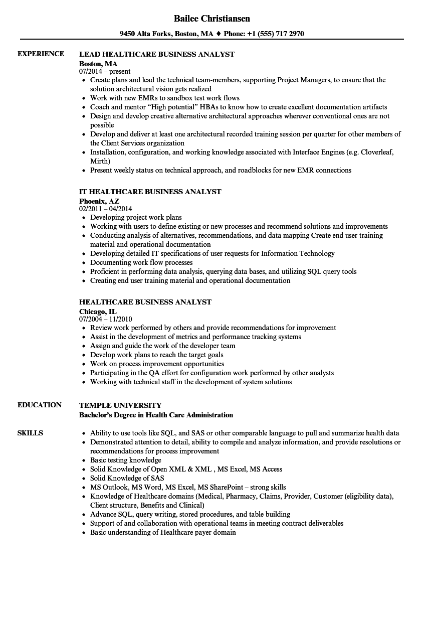 Business Analyst Resume Sample Resume Template