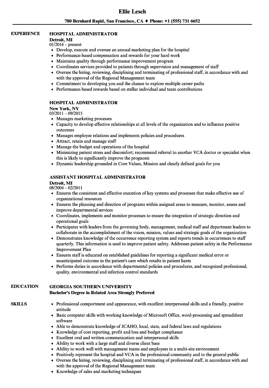Resume For Hospital Job