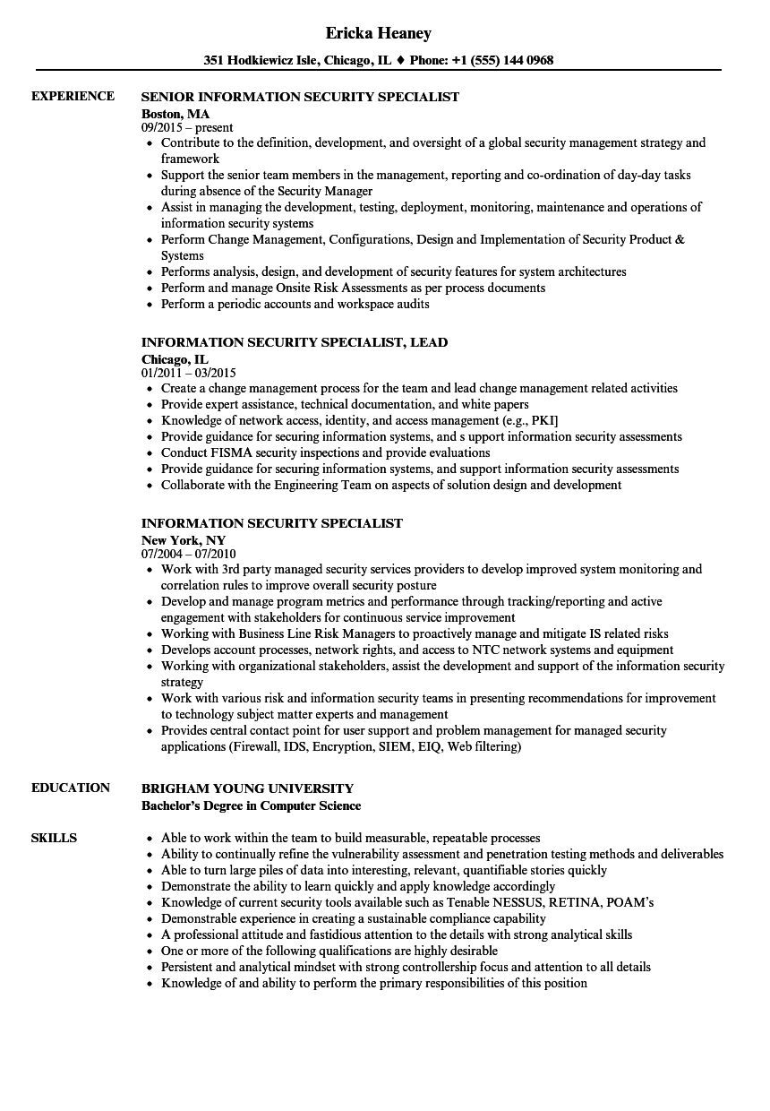 Information Security Resume Template PDF Template