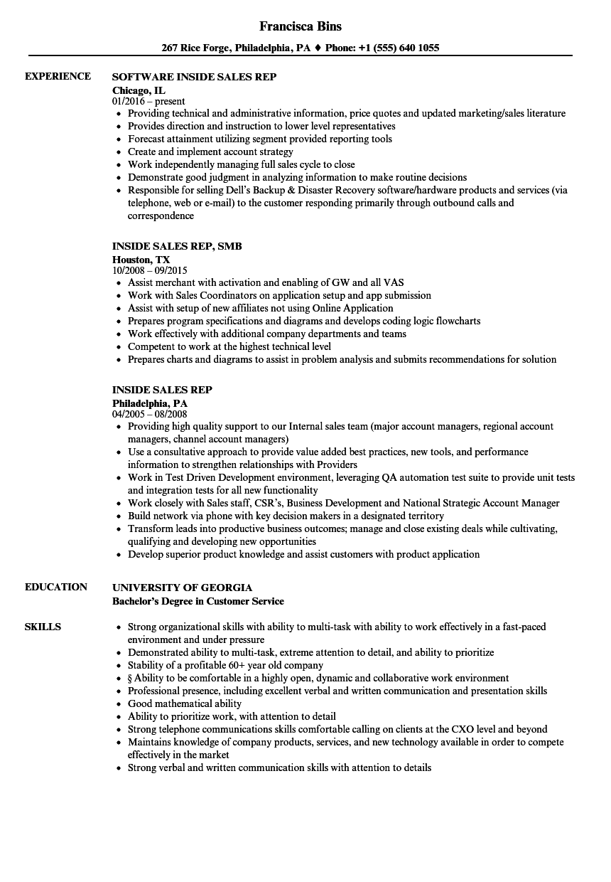 Inside Sales Representative Job Description Template TUTORE ORG 