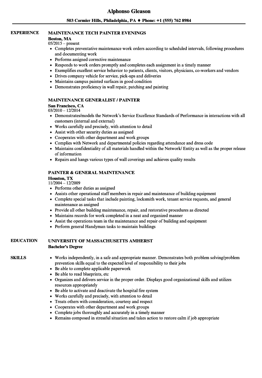 Sample Resume For Maintenance Worker The Document Template