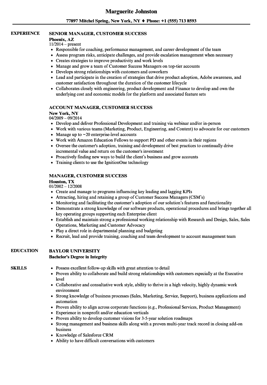 Customer Success Manager Resume Slidesharetrick