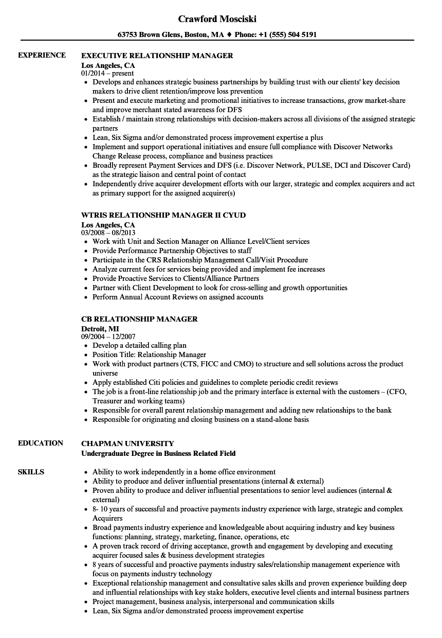 Bank Relationship Manager Resume Sample Corporate Relationship 