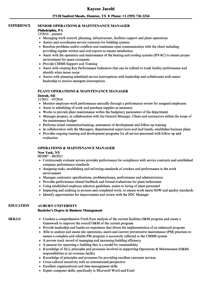Resume Sample For Maintenance Manager This Maintenance Manager Resume 