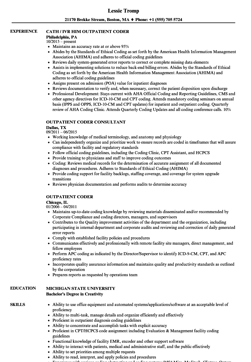 Medical Coder Resume | TUTORE.ORG - Master of Documents Medical Coder Resume | TUTORE.ORG - Master of Documents