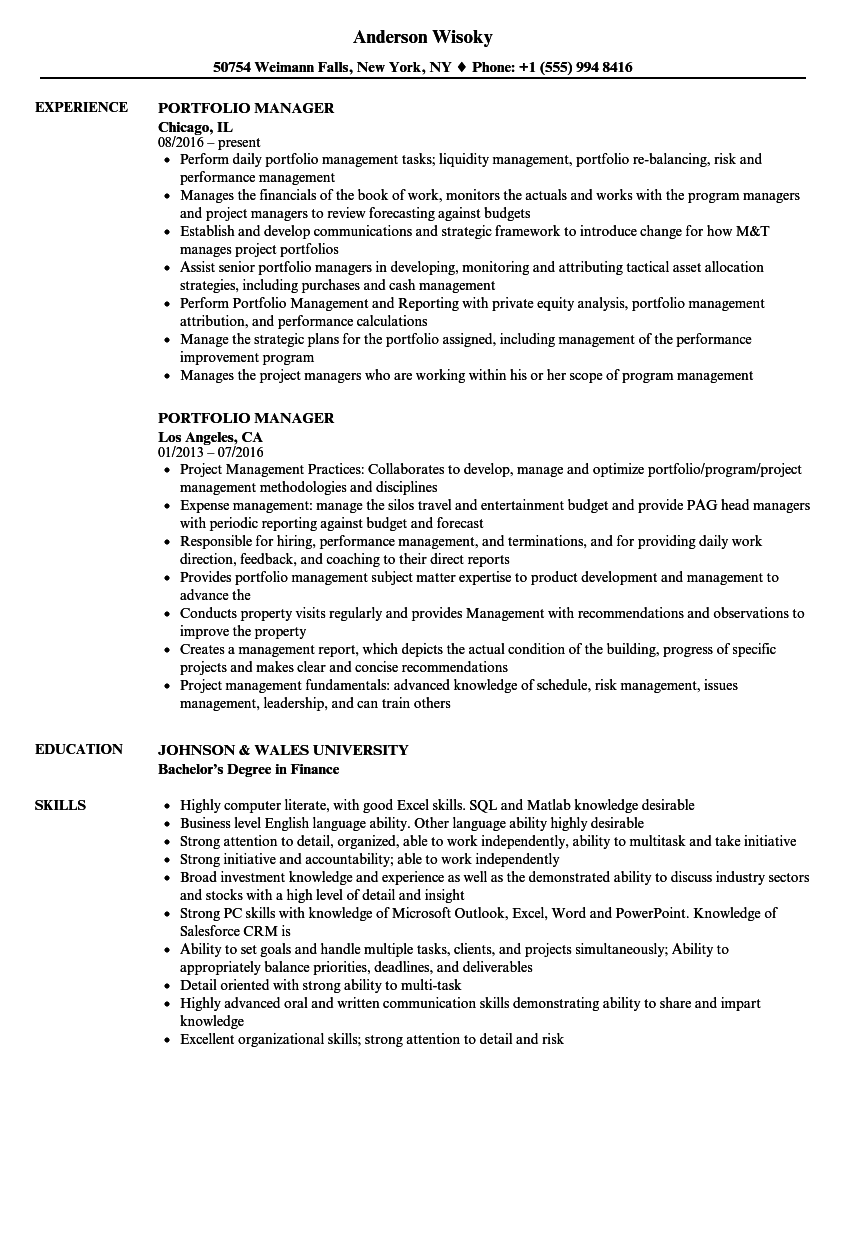 Portfolio Manager Job Description Cloudshareinfo Portfolio Manager Job Description Cloudshareinfo