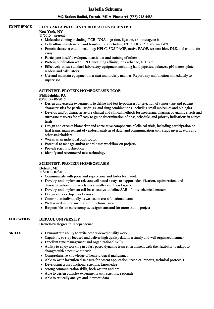 Protein Scientist Resume Samples | Velvet Jobs Protein Scientist Resume Samples | Velvet Jobs