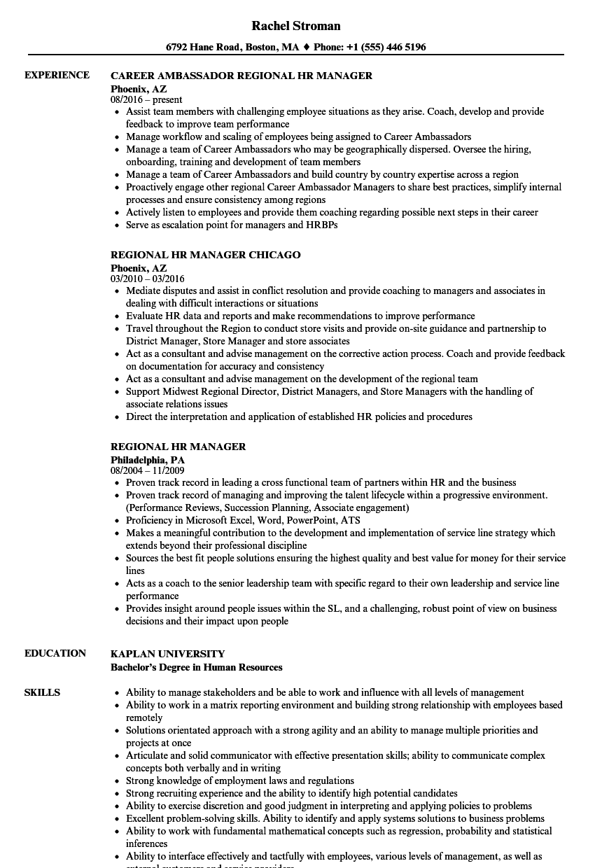 Hr Manager Resume Sample
