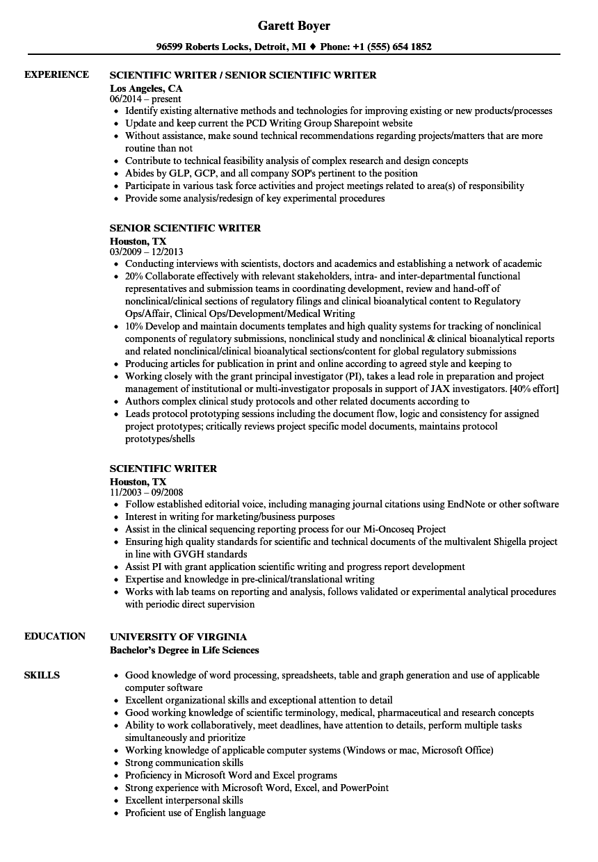 Scientific Writer Resume 10 Ways To Create An Impressive Medical